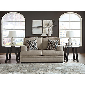 Signature Design by Ashley Stonemeade Casual Loveseat with 2 Toss Pillows, Light Brown