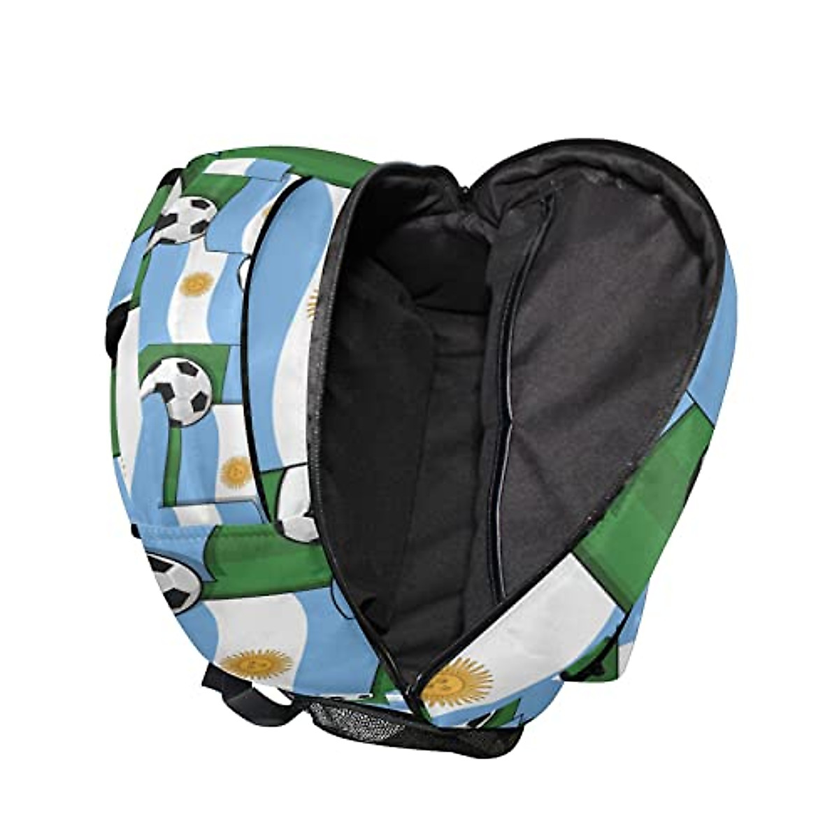 Krafig Argentina Flags and Soccer Balls Boys Girls Kids School Backpacks Bookbag, Elementary School Bag Travel Backpack Daypack