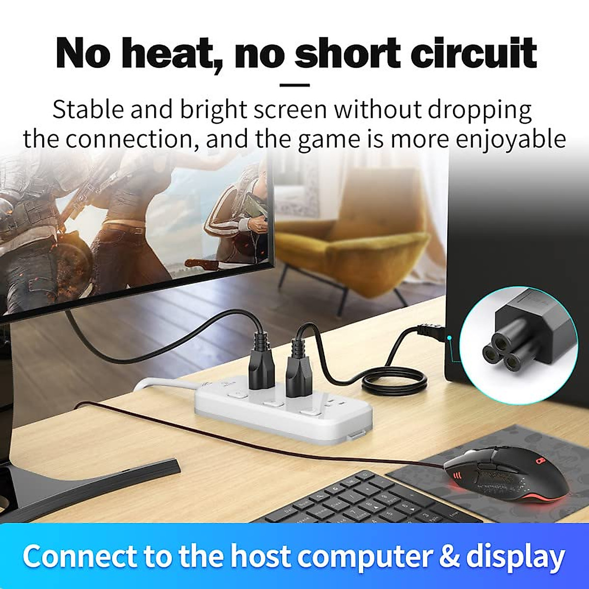 6FT Long TV Power Cord, 3 Prong Mickey Mous AC Power Cord Replacement for LG LED LCD Smart 1080p HDTV 32LB5600 42LB5600 55LB5900, Epson Printer Power Cable (IEC-60320 C5 to NEMA 5-15P), 1Pack