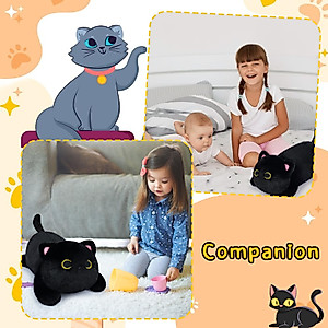 Leokawin 18in Weighted Stuffed Animals, Cute Weighted Black Cat Plush, Kawaii Cat Plush Toy, Soft Black Cat Weighted Plush Throw Pillow Gift for Kids Christmas