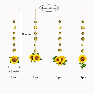 Cheerland Sunflower Party Decorations Artificial Sunflowers Garland Banners Hanging Streamers Home Decor for Wedding Bridal Shower Classroom Office Sun Flower Birthday Party Decorations- Pack of 12