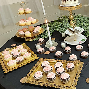 7Pcs Gold Cake Stand Set, Metal Dessert Table Display Stands Dessert Trays Large Round Tiered Cupcake Holder Treat Decor Plates for Tea Party Wedding Reception Birthday Baby Shower Home Decoration