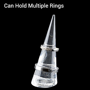IFAMIO 4 Pack Acrylic Ring Cone Stand Single Ring Display Holder Cone Shape Ring Display Support Ring Rack Ring Holder Jewelry Display Stand DIY Acrylic Cone
