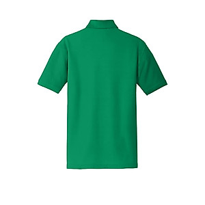 JustBlanks Men Polo Shirts Pique Polo Shirts for Men Short Sleeves 3 Button Performance Polo T Shirt - Bright Kelly Green - XL