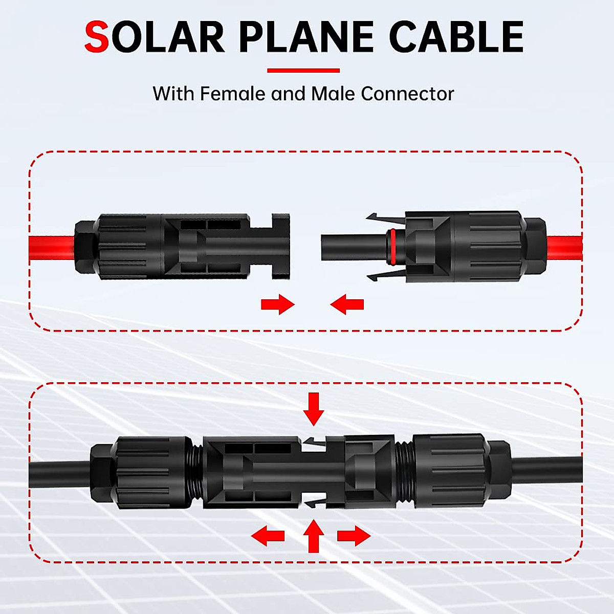 ELECTOP 10AWG Solar Panel Connector Cable, Solar Connecter to O Ring Solar Panel Adaptor Cable with Male and Female Connector for Solar Generator Inverter Battery Pack Charger