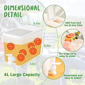 1 Gallon Drink Dispenser Beverage Water Dispenser for Fridge Plastic Cold Drink Dispenser with Spigot Juice Lemonade Dispenser with 30Pcs Hard Plastic Cups for Parties Stand and Daily Use