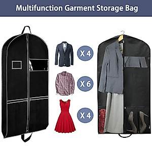 AIDBUCKS Garment Bag (43" * 24" * 4") with Pocket and Handles 1 Piece Large Garment Covers Breathable Clothes Protector Suit Long-Term Storage Of Jacket Coat Dresses, Black
