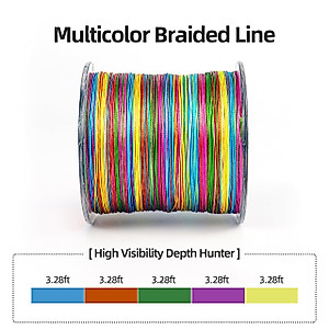 RUNCL Braided Fishing Line, 8 Strand Abrasion Resistant Fishing Line Braid, Super Durable, Smooth Casting, Zero Stretch, Smaller Diameter, Hi Vis, 328-1093 Yards, 12-100LB(40LB,328yds)