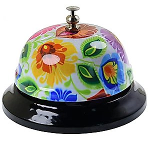 WEKOIL Call Bell Desk Service Bell Ding Bell for Restaurant Hotel Room Kitchen Party School Classroom Office Elderly Teachers Students Large White Pattern Bell,3.3 inch