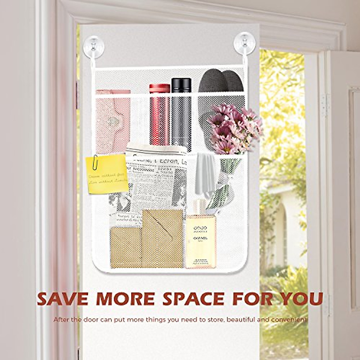 Yihoon Bath Toy Organizer Shower Caddy - for Bathroom Baby Toy Storage Quick Dry Bathtub Mesh Net + 4 Soap Pockets with Suction Hooks