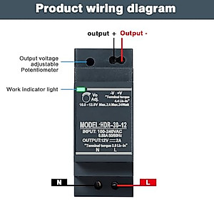 Jadeshay DIN Rail Power Supply, 30W 12VDC 2A Switching Power Supply with Overload Protection and Stable DC Output (HDR-30-12)