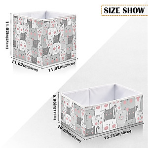 DOMIKING Lucky Cat Storage Baskets for Shelves Foldable Collapsible Storage Box Bins with Cubes Toys Closet Organizers for Pantry Bathroom Baby Cloth Nursery,11 x 11inch