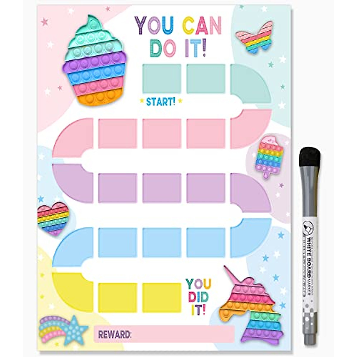 Unicorn Magnetic Dry Erase Chore Chart for Kids, Unicorn Task Reward ...