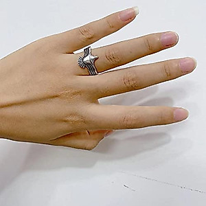 Izpack Vintage Eagle Stackable Ring for Women Cool Bird Chunky Wide Open Adjustable Statement Finger Band Silver Plated Knuckle Joints Rings Fashion Jewelry Christmas Gifts