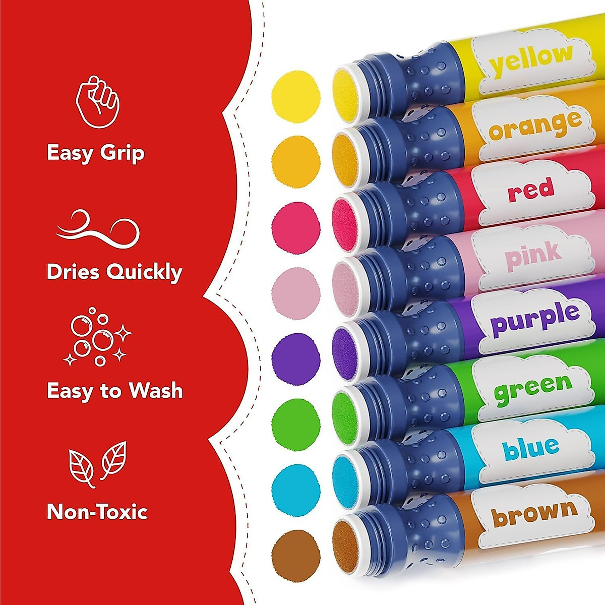 DOODLE HOG Washable Dot Markers for Toddlers Kids Preschool | 8 Colors Bingo Markers | Non Toxic Toddler Arts and Crafts Supplies | Paint Markers for Kids | PDF with 200 Dot Art Activity Sheets