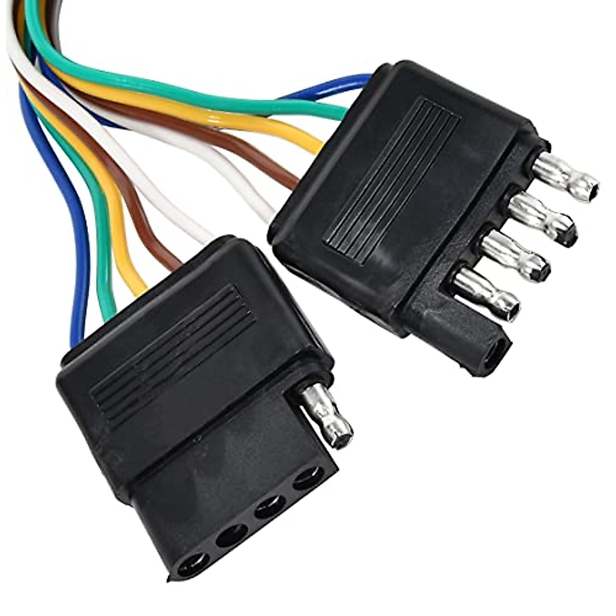 Oyviny 5 Way Flat Trailer Wire Extension 48 inch, Vehicle-Side and Trailer-Side 5-Pin Flat Wiring Harness 18 Guage Male and Female Trailer Wire Connector