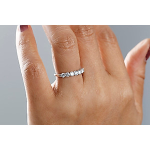 Buy Jewels Solid 10k Gold Wedding Band Moissanite Half Eternity Anniversary Ring For Women (G-H Color) (White Gold, 7.5)