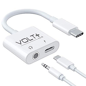 Volt Plus Tech USB C to 3.5mm Headphone Jack Audio Aux & C-Type Fast Charging Adapter Compatible with Your Samsung LG Google Apple iPadsand Many More Devices with C-Port