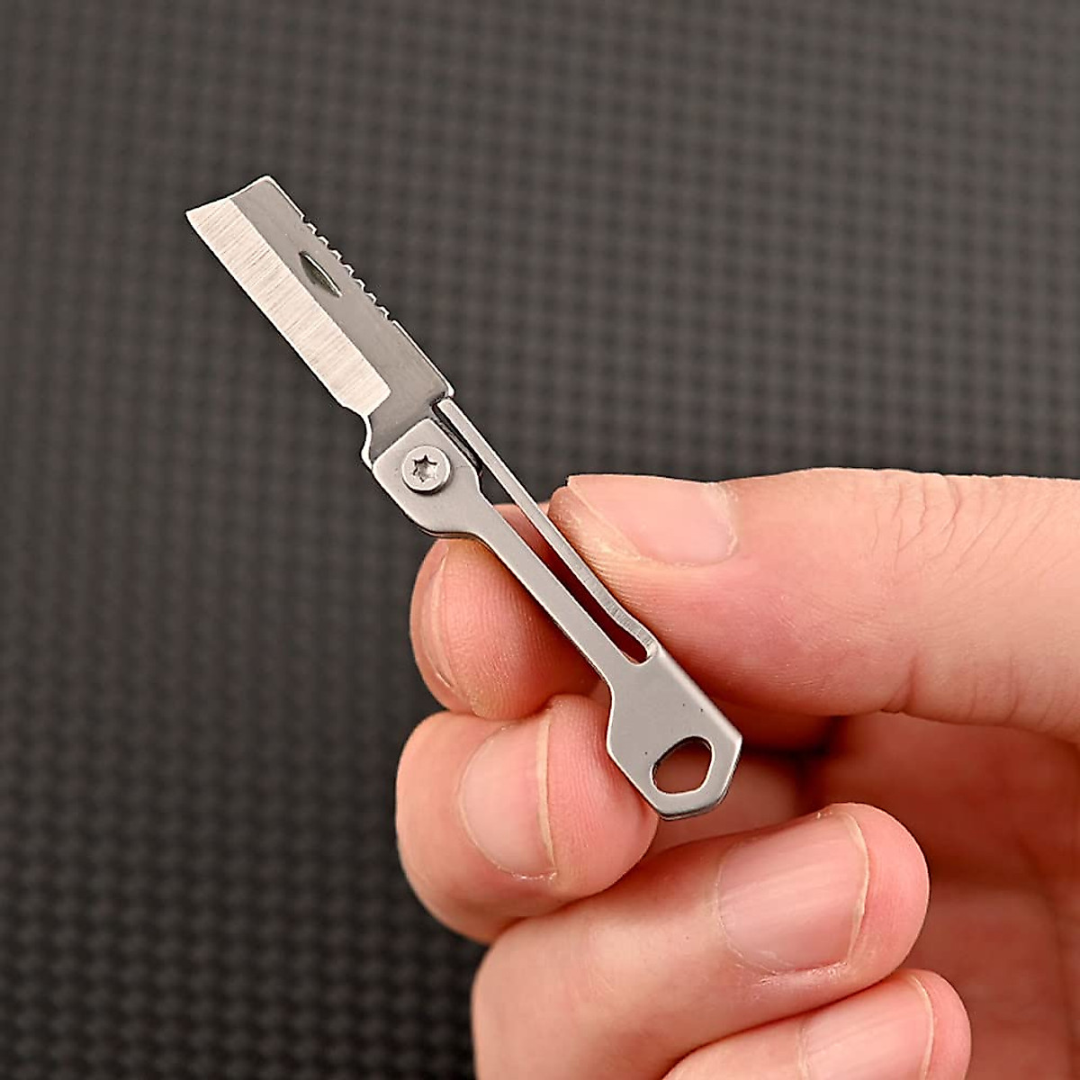 KUNSON Ultra Small Little Folding Keychain Stainless Steel Knife with 7Cr Stainless Steel Blade, Mini EDC Portable Knife, Ultra Lightweight and Compact
