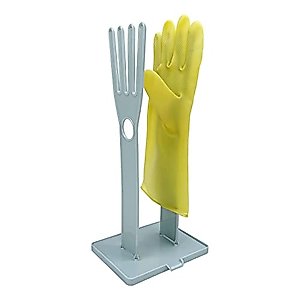 Kitchen Glove Holder Mitten Dryer Reusable Bag Dish Towel Drying Organizer Plastic Washing Rack Sink Stand(Blue)