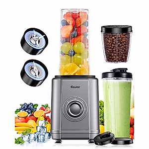 VEWIOR 1200W Blender for Shakes and Smoothies, Personal Blender with 6-Edge Blade, 22oz*2 BPA Free To-Go Cups, 3 Modes Control, Suitable for Kitchen, Ideal for Frozen Drinks, Sauces