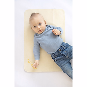 Sonder Leather Baby Changing Mat - Multipurpose Portable Waterproof Diaper Pad - Compact for Travel - Deluxe Leather Diaper Changer - Size 14" by 22" (Ivory)