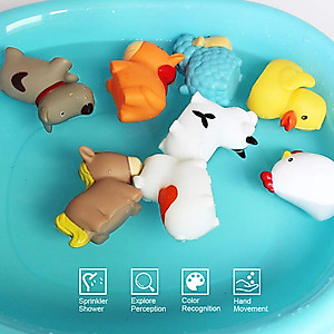 Bath Toys Floating Bath Farm Toys(8PCS),Baby Soft Bath Time Toys,Bathtub Learning Dogs Ducks Sheep Hen Pig Bath Toys and Bathroom Toys for Toddlers