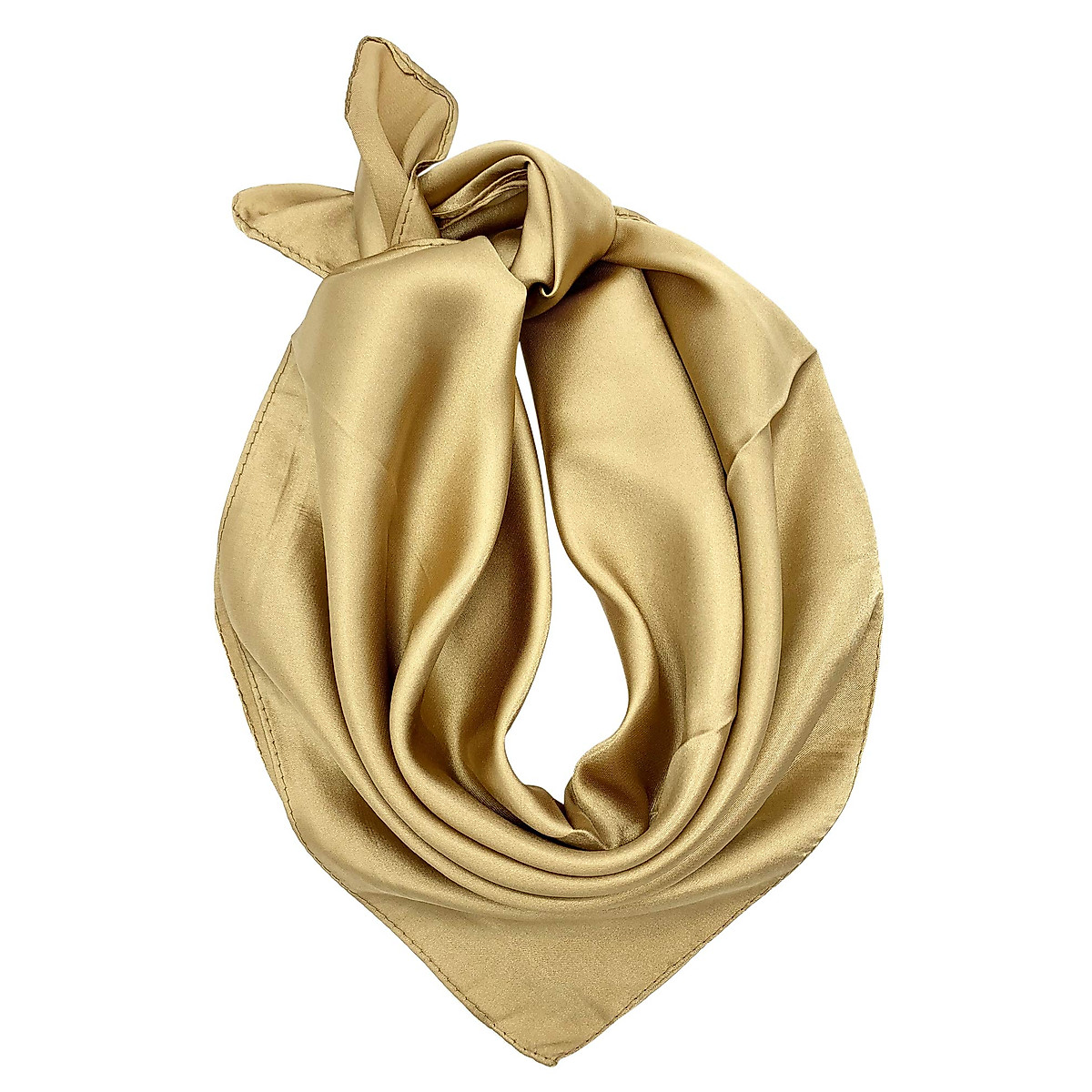YOUR SMILE Silk feeling Pure Color Scarf Women’s Fashion Pattern Large Square Satin Headscarf Headdress 24''x24'',Gold