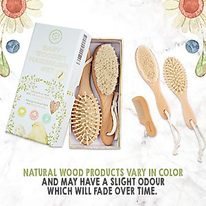 Baby Memory Book & Baby Natural Goat Hair Brush Bundle - Newborn Baby Shower Set for Baby Boy & Girl - Natural & Newborn Safe - Keepsake Journal Book for Newborn Babies