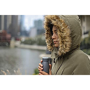 Kälvin Insulated Water Bottle, Charcoal Grey, 14.2 oz (420ml) - Shake to Activate Hand Warmer & Ice Pack, BPA Free, Hot Water Bottle