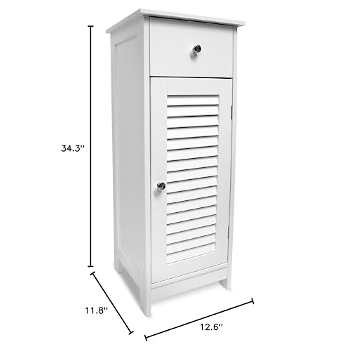 MICRODRY Narrow Bathroom Storage Floor Cabinet with Slatted Door, Drawers and Shelves, Bathroom Storage, Compact Functional Design, Premium Water Resistant Coating, Easy to Assemble, White