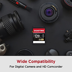 Gigastone 128GB SD Card UHS-II V60 U3 SDXC Memory Card High Speed Read up to 250MB/s 4K Ultra HD UHD Video for DSLR Canon Nikon Sony Pentax Kodak Olympus Panasonic Digital Camera, with 1 Mini case