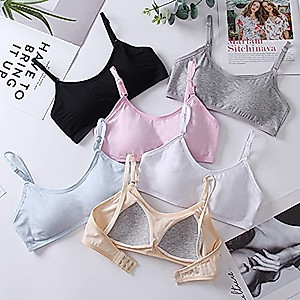 TOPQ Girls Bras 10-12 Years Old Cute Clothes for Girls 10-12 Teen Bras for Girls Ages 12-14 Training Bras for Girls 14- Bra (6PC, One Size)