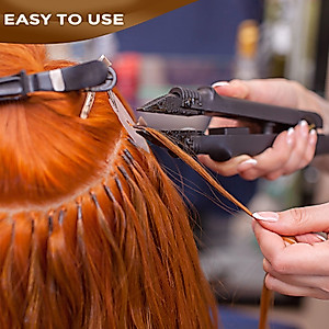 TopWigy Professional Hair Extensions Tool Hair Connector Fusion Heat Iron Connector Wand Temperature Adjustable Melting Tool with US Plug (Black B-tip)