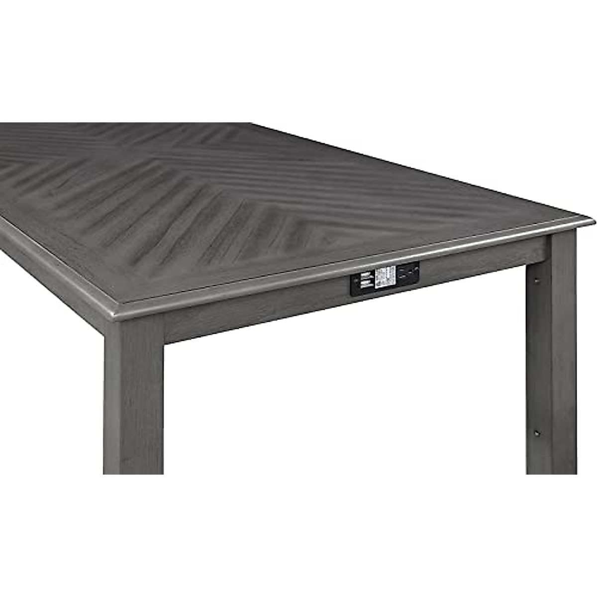 New Classic Furniture Amy Kitchen Counter Island Dining Table for 4 with Storage Shelf & USB Chargers, Contemporary Gray