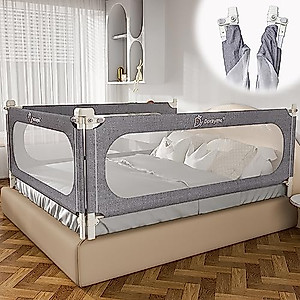 MagicFox Foldable Bed Rail for Toddlers - 32 Levels of Height Adjustment Specially Designed for Twin, Full, Queen, King Size - Quick Folding Installation Patent (78.7" * 30" (One Side))
