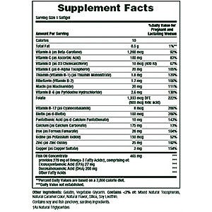 Nature's Bounty Prenatal Multivitamin with 200 mg DHA Softgels, 60 Count