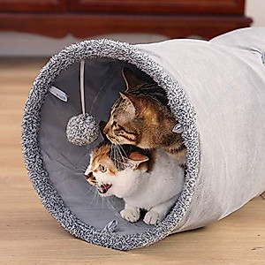 Speedy Pet Collapsible Cat Tunnel, Cat Toys Play Tunnel Durable Suede Hideaway Pet Crinkle Tunnel with Ball M
