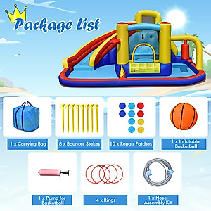 BOUNTECH Inflatable Water Slide, Mega Water Park Bounce House Combo for Kids Backyard Outdoor Fun w/Splash Pool, Climbing Wall, Blow up Waterslides Inflatables for Kids and Adults Party Gifts
