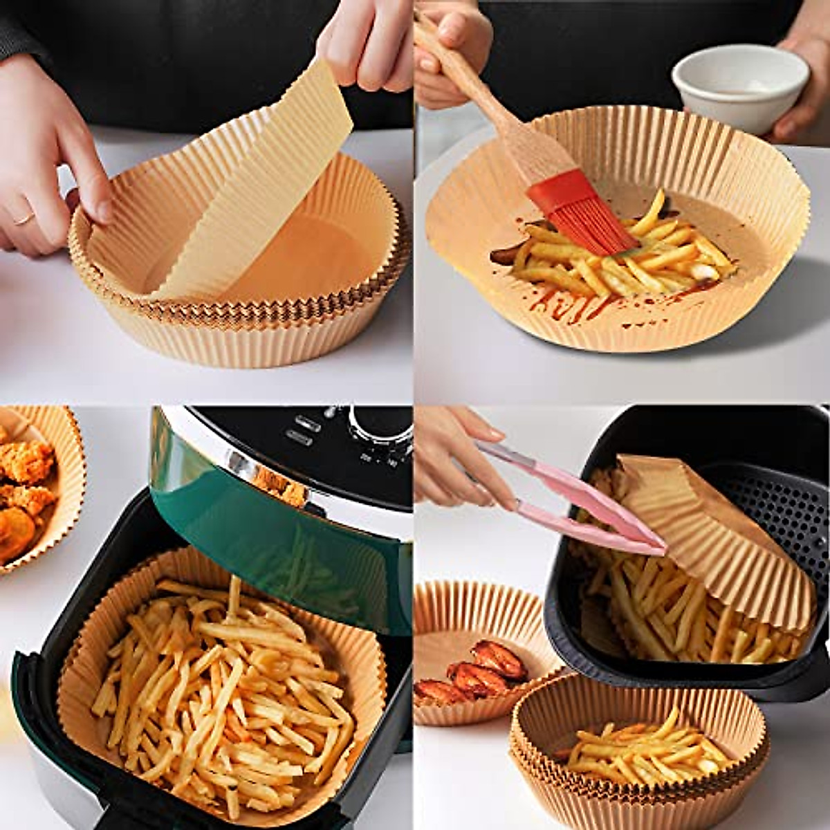Air Fryer Parchment Paper, 50Pcs Natural Color Household Non-Stick Baking Paper 6.3 Inch Round Disposable Pad Oil Paper Oven Liners Paper, for Oven Air Fryer Baking Roasting Microwave Frying Pan