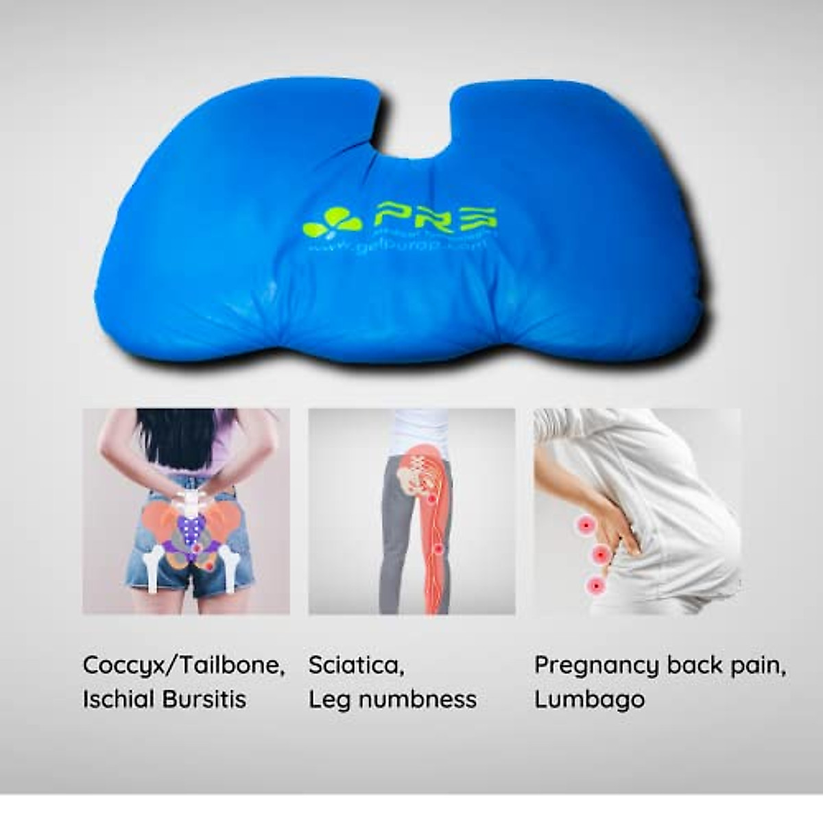 PURAP Coccyx Seat Cushion – Relief from Tailbone, Lower Back, Sciatica, Ischial and Pregnancy Related Pain – for Office Computer Chairs, Cars and Gaming Chairs – Fluid 3D Flotation Technology (Blue)