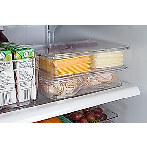Kitchen Spaces KSDB12-AMZ Compact Deli Bins Stackable Food Storage Organizer for Fridge, Freezer, and Pantry, 8.7" x 3.5" x 6.8", Clear