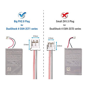 ElecGear 1PC Replacement Battery Pack for PS4 Controller V1-3, 1500mAh Li-ion Rechargeable Battery for PlayStation 4 DualShock CUH-ZCT1 Series LIP1522 with Big Plug, Repair Tool Kit Included
