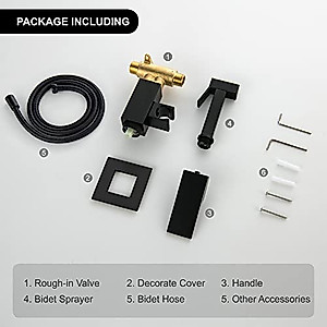 SHAMANDA Warm Water Bidet Sprayer for Toilet with Hot and Cold Brass Rough-in Valve, Stainless Steel Handheld Bidet Attachment Set for Feminine, Pets and Baby Diaper Wash, Matte Black, BDS08-7