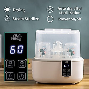 Bottle Sterilizer and Dryer, Fast Electric Steam Sterilizer and Dryer for Baby Bottles Pacifier Breast Pump, Dries Faster Large Capacity Holds 6 Bottles, LED Display Auto-Off Baby Bottle Washer