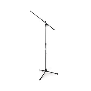 On-Stage MS7701TB Telescoping Euro Boom Mic Stand (Setup for Vocal and Instrument Microphones, Adjustable Height, Angle, and Length, Portable, Folding, Tripod Base, 5/8″-27 Threading, Steel, Black)