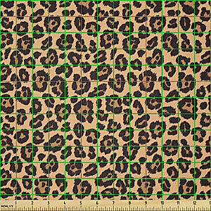 Ambesonne Peach Color Leopard Print Fabric by The Yard, Orange Color Leopard Pattern Illustration Exotic Pattern, Stretch Knit Fabric for Clothing Sewing and Arts Crafts, 1 Yard, Orange and Black