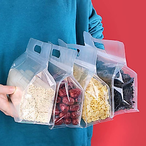 Reusable Airtight Food Storage Bags - large capacity,Great for Dry Food Storage Cookies,Candy,Coffee, Tea, Cereal,Flour & Sugar - Resealable Clear Party Favor Treat Bags Pouches -Standable 10pcs