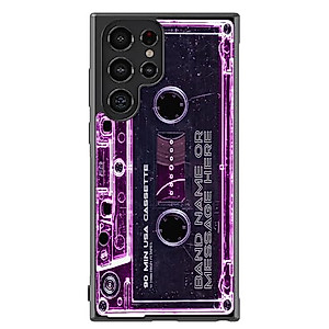 Cassette Tape Clear Pink Personalized Black Rubber Phone Case Compatible With Samsung Galaxy S23 S23+ Ultra S22 S22+ S21 S21FE S21+ S20FE S20+ S20 Note 20 S10 S10+ S10e