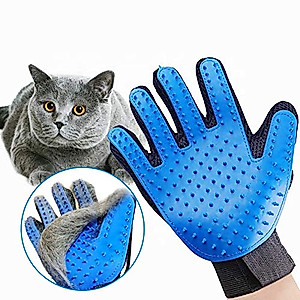 Stella-Lou Grooming Gloves Upgraded Cat & Dog Eco Friendly Silicone Hair Removal Glove - Gentle shampooing Deshedding Brush Glove - Easy Pet Hair Remover Mitt - Enhanced Five Finger Design 1 Pair